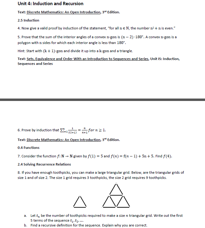 Solved Unit 4 Induction And Recursion Text Discrete