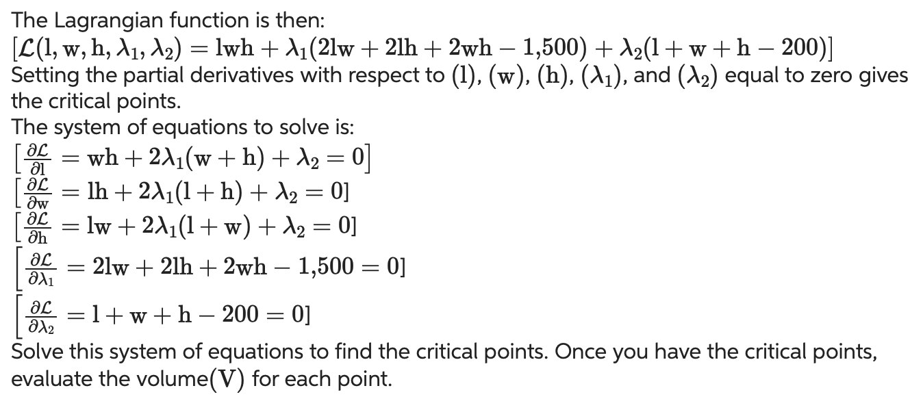 Solved The Lagrangian function is then: | Chegg.com