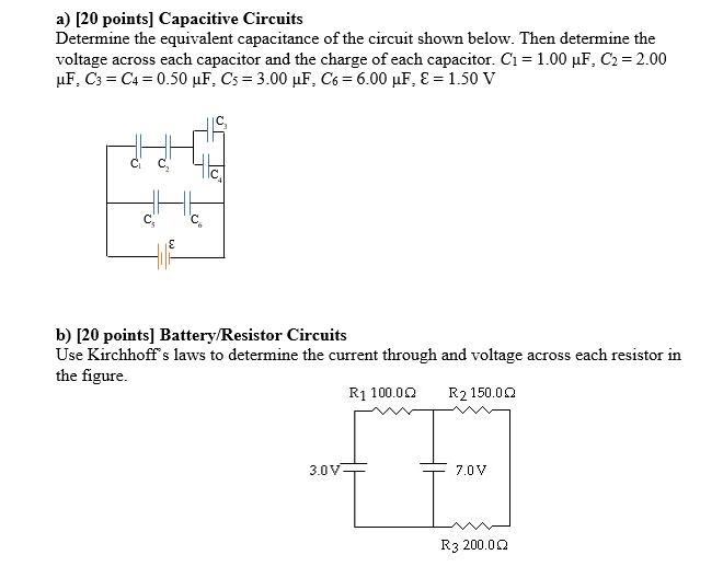 Solved a) [20 points] Capacitive Circuits Determine the | Chegg.com
