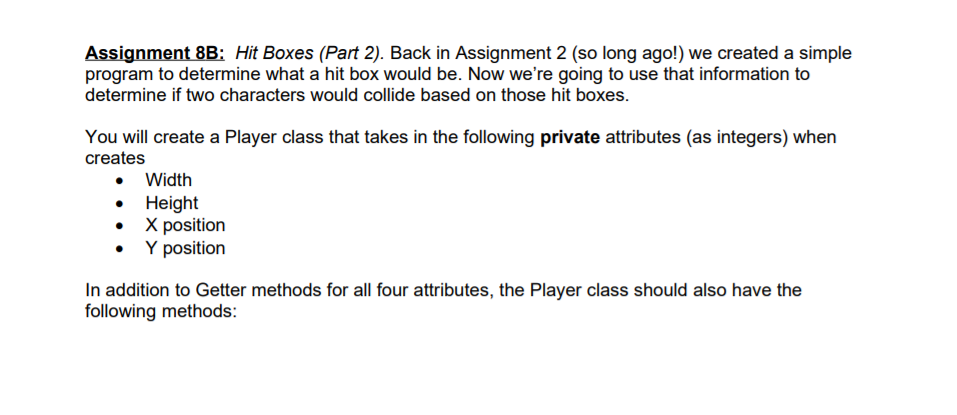 Solved Assignment 8B: Hit Boxes (Part 2). Back in Assignment | Chegg.com