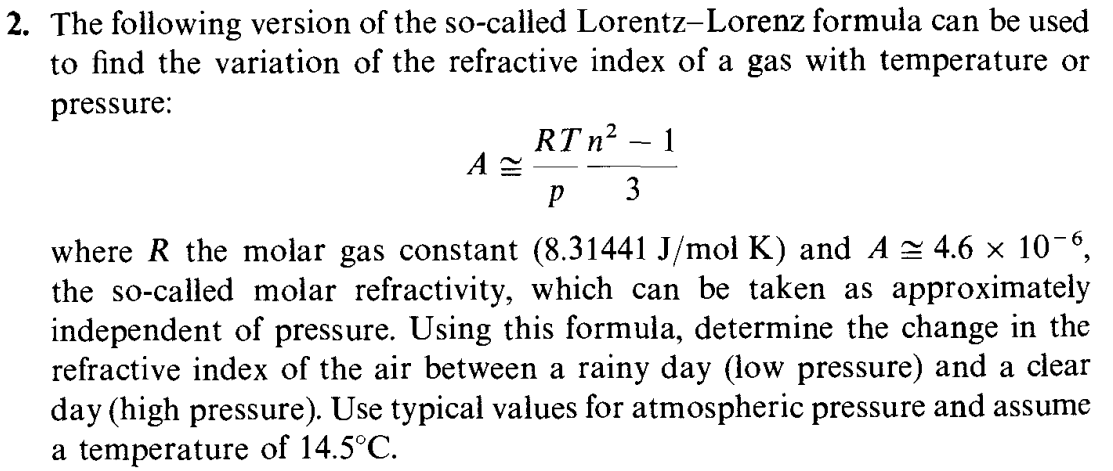 Solved The following version of the so-called Lorentz-Lorenz | Chegg.com