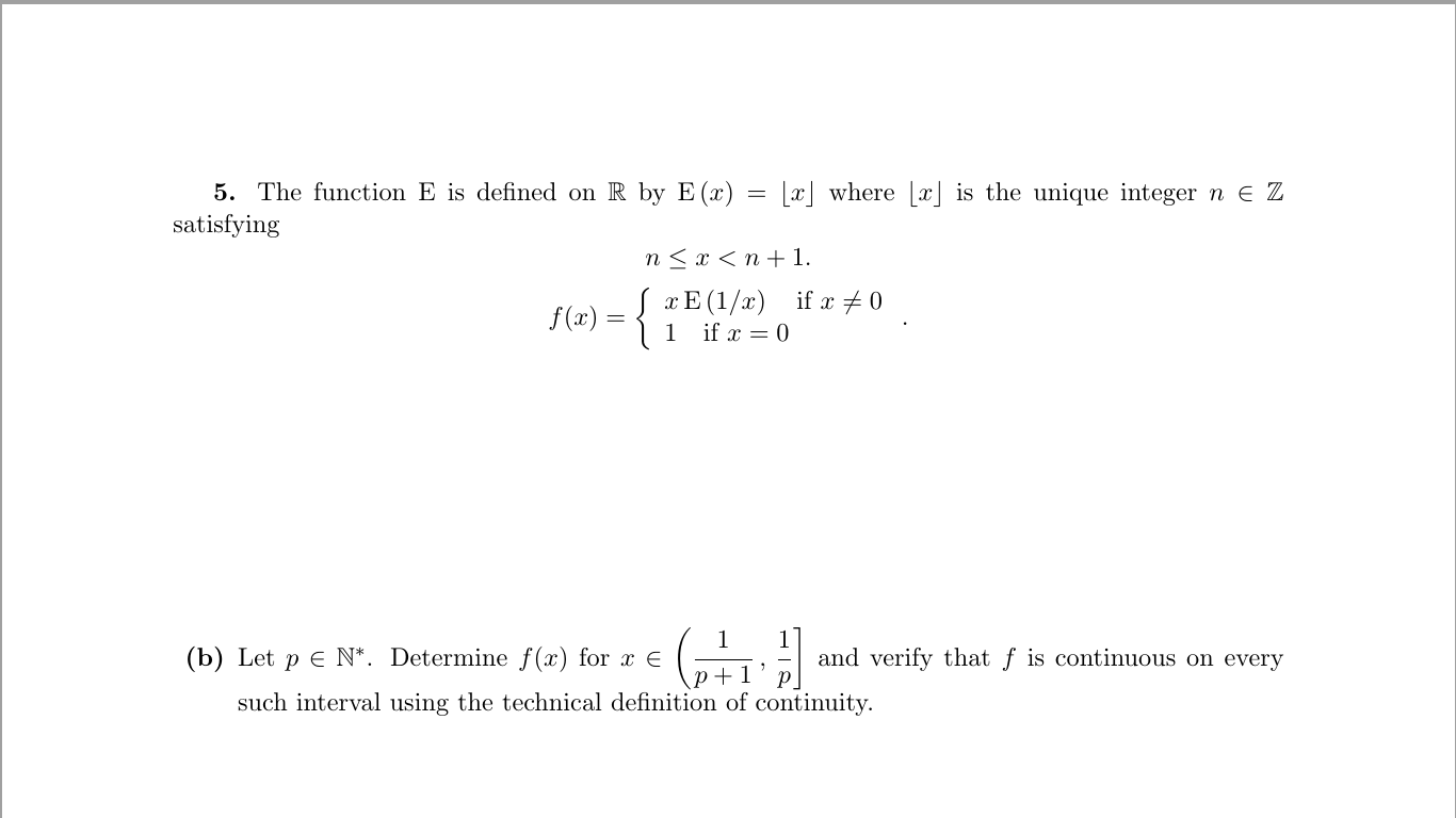 Solved is the unique integer n E Z 5. The function E is | Chegg.com