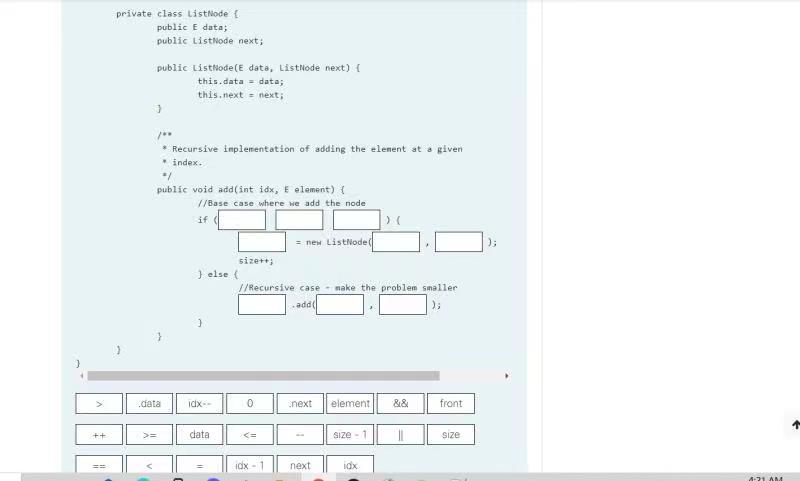 Solved public class LinkedList { private ListNode front; | Chegg.com