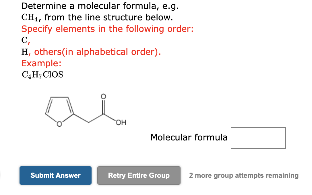 Solved 1 Determine a molecular formula, e.g. CH4, from the | Chegg.com