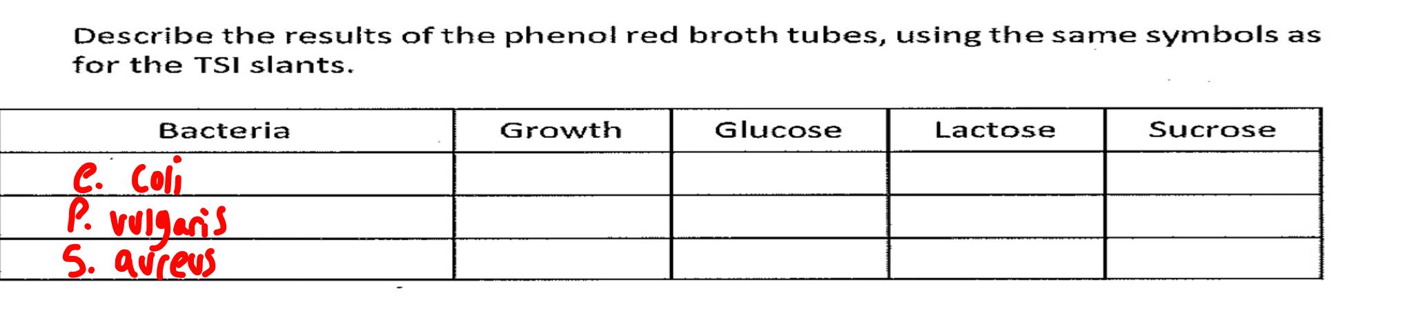 Solved Describe the results of the phenol red broth tubes, | Chegg.com