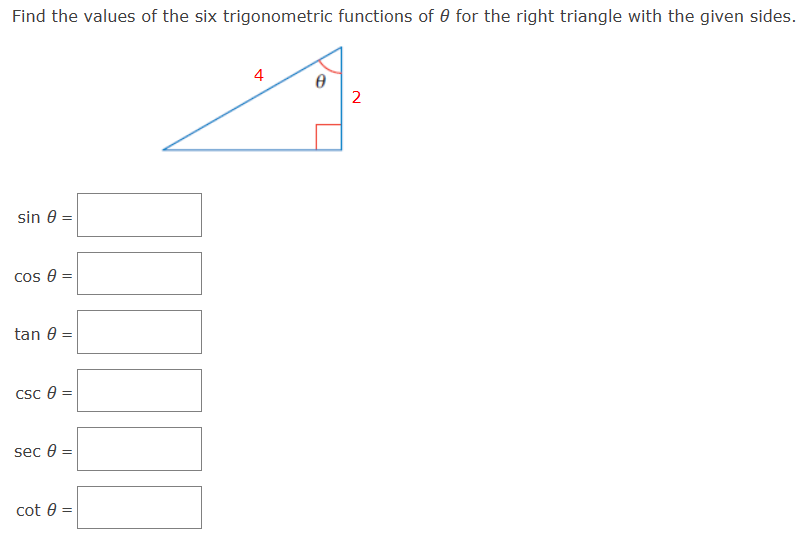 Solved Find the values of the six trigonometric functions of | Chegg.com