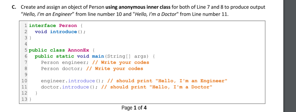 Solved C. Create and assign an object of Person using | Chegg.com
