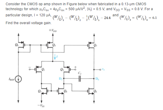 Solved Consider the CMOS op amp shown in Figure below when | Chegg.com