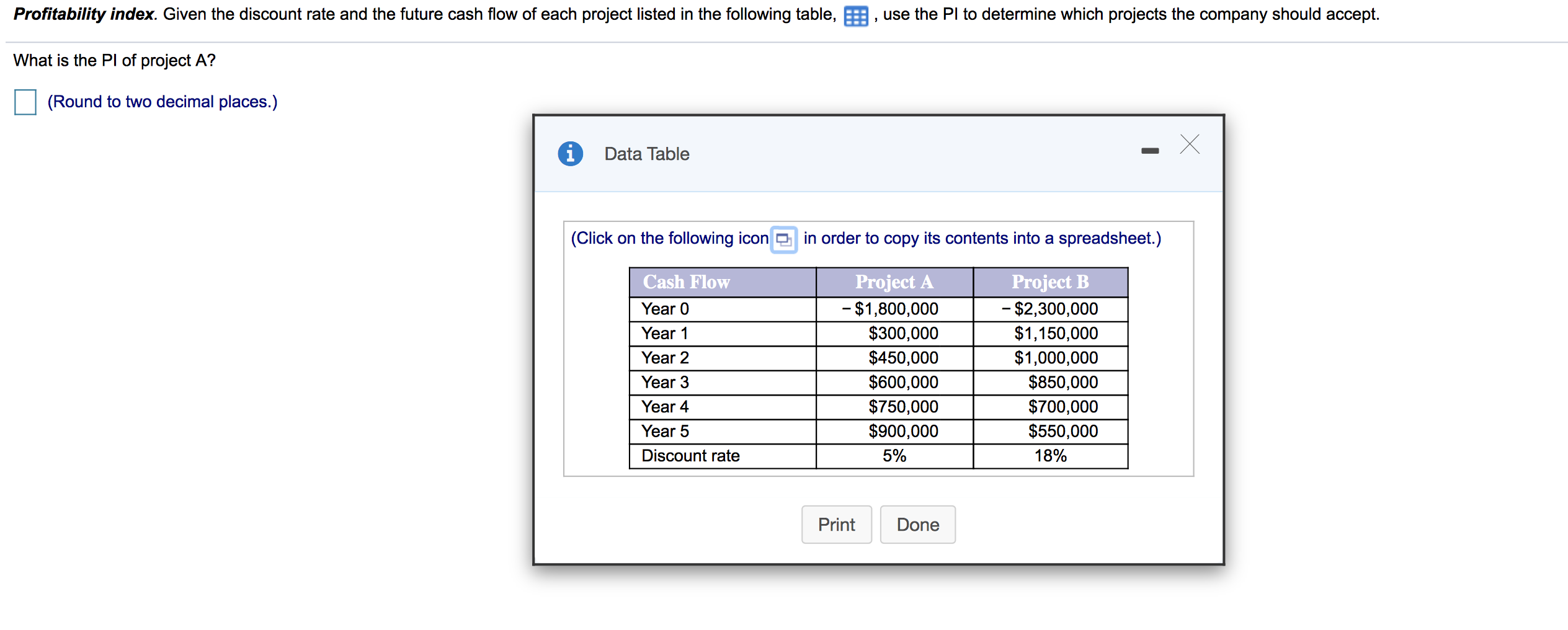 Solved Please find PI for both projects and determine which | Chegg.com