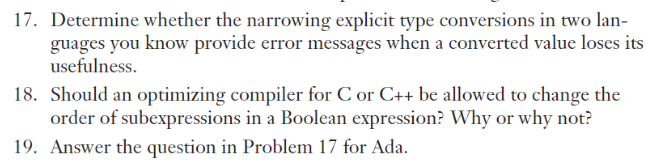 Solved 17. Determine whether the narrowing explicit type | Chegg.com