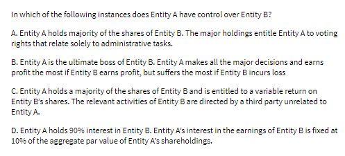 Solved In which of the following instances does Entity A | Chegg.com