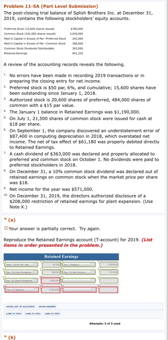 Solved Problem 11-5A (Part Level Submission) The | Chegg.com