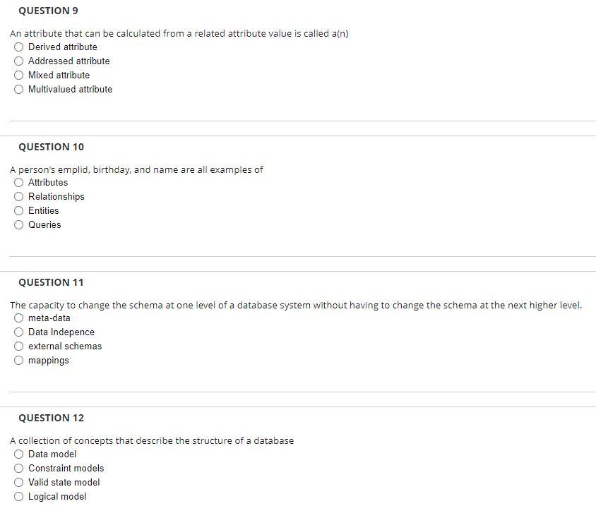 Solved An attribute that can be calculated from a related | Chegg.com