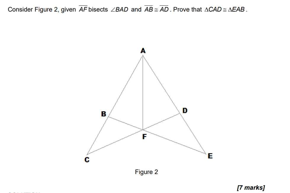 Solved Consider Figure 2, given AF bisects ZBAD and AB = AD. | Chegg.com