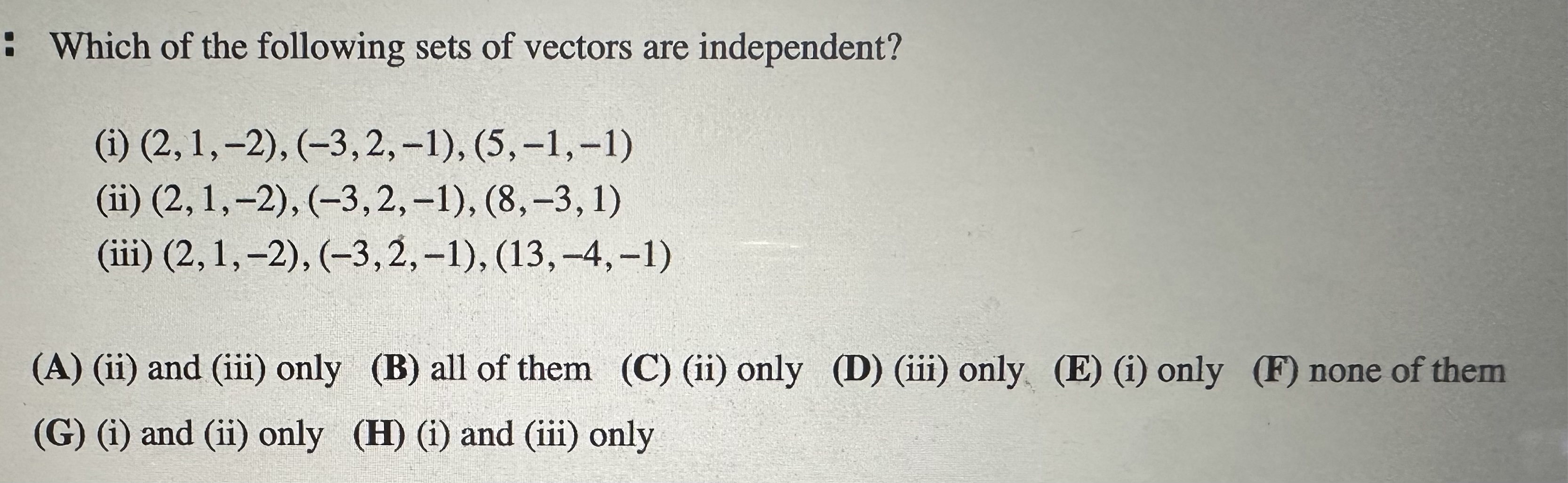 Solved Which of the following sets of vectors are | Chegg.com