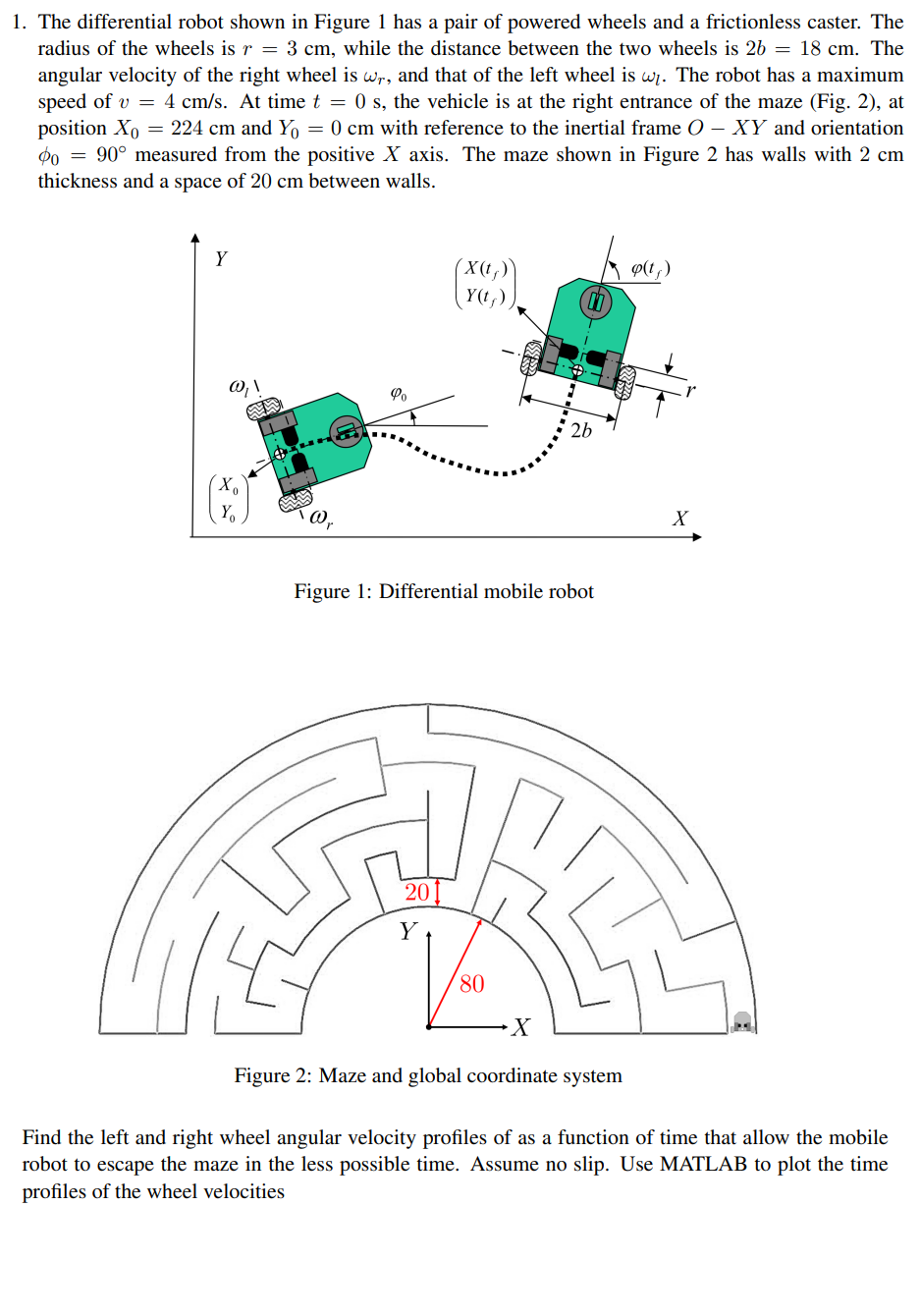 1. The differential robot shown in Figure 1 has a | Chegg.com