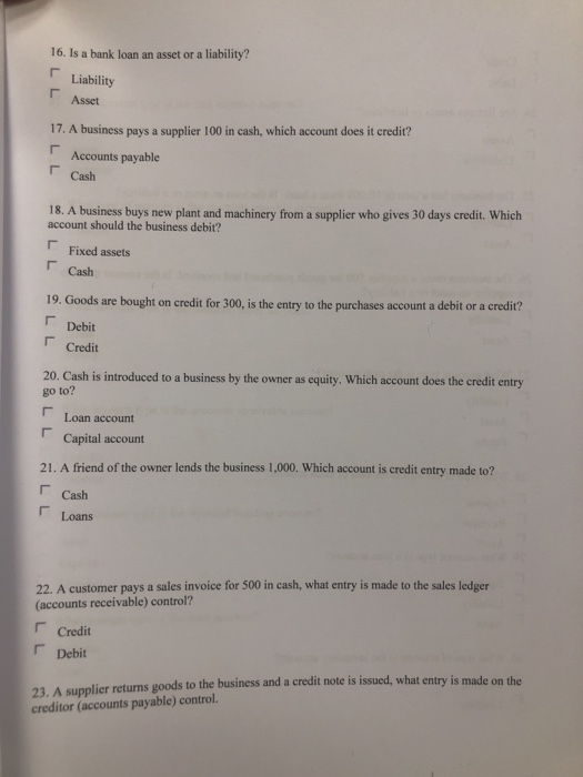 Solved 16 Is A Bank Loan An Asset Or A Liability Liability Chegg Solved 16 Is A Bank Loan An Asset Or A Liability Liability Chegg