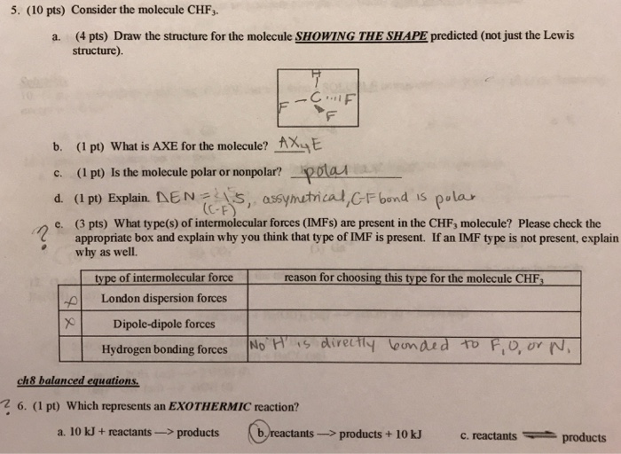 Solved 5. (10 pts) Consider the molecule CHF. a. (4 pts) | Chegg.com