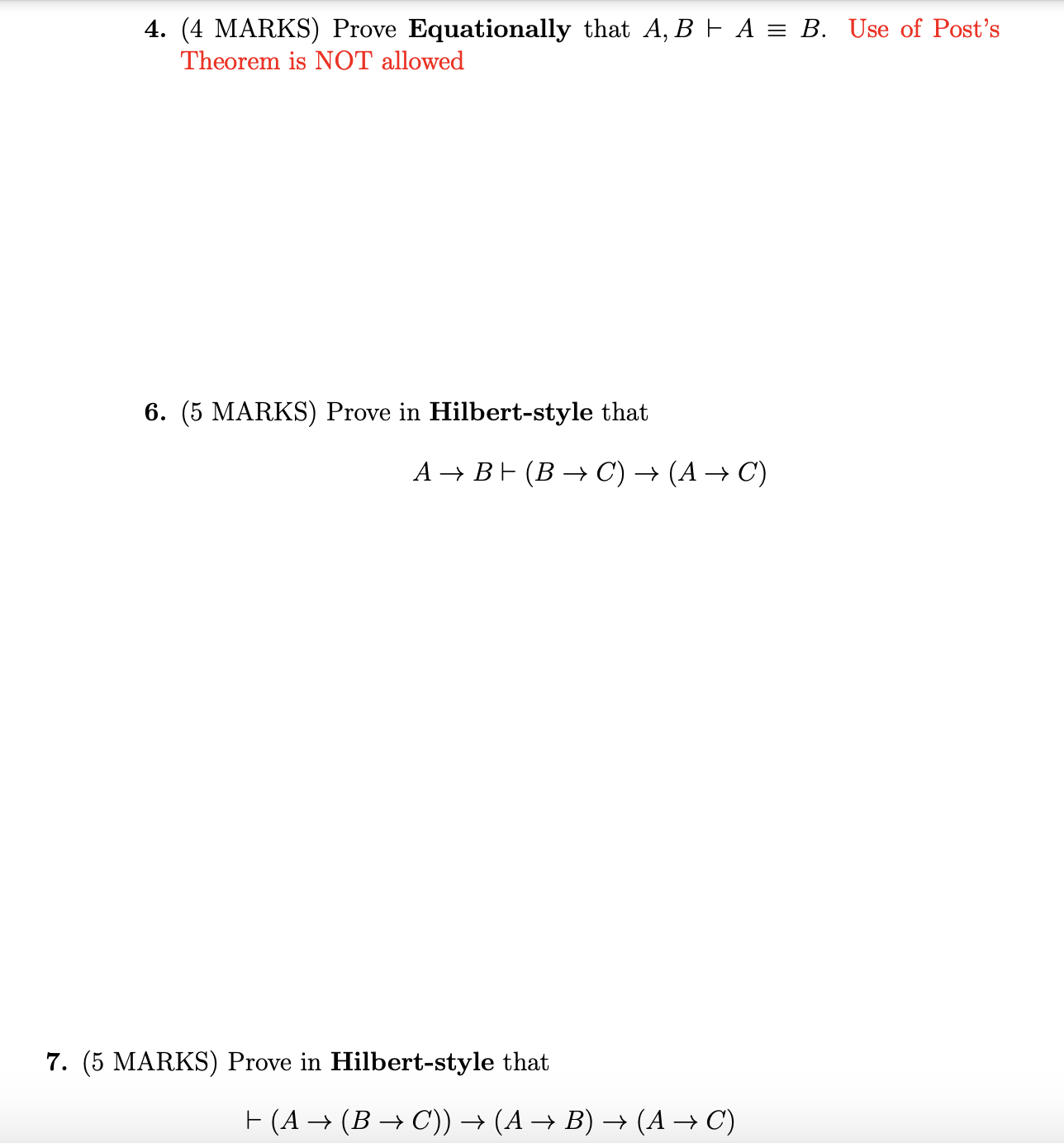 Solved 4. (4 MARKS) Prove Equationally that A, B E A = B. | Chegg.com