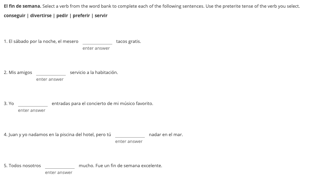 Solved El fin de semana. Select a verb from the word bank to | Chegg.com