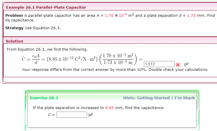 Solved Example 26.1 Parallel-Plate Capacitor Problem A | Chegg.com