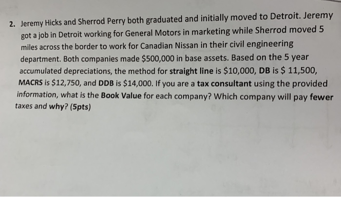 Solved 2. Jeremy Hicks and Sherrod Perry both graduated and | Chegg.com