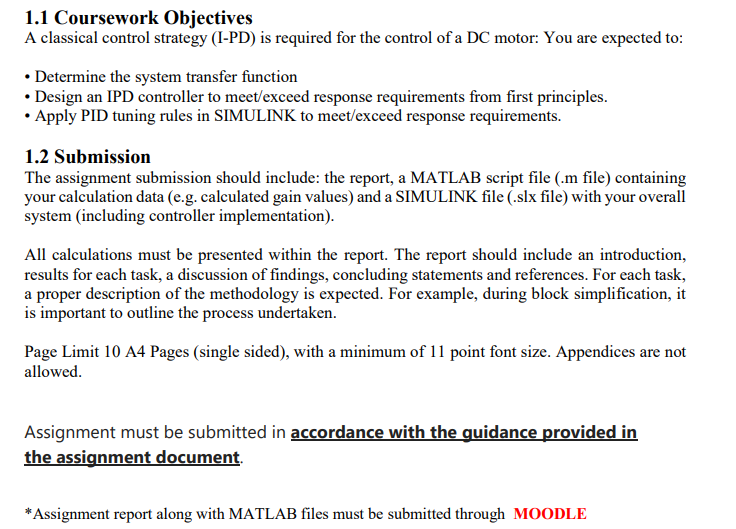 Solved 1.1 Coursework Objectives A classical control | Chegg.com