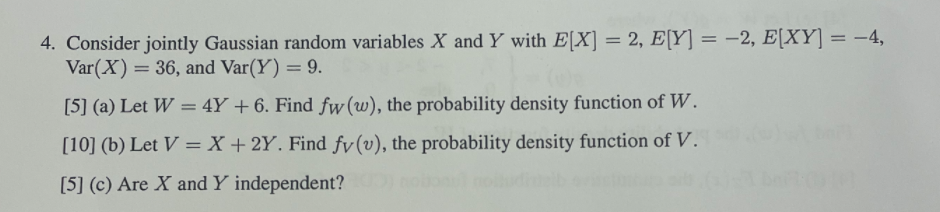 Solved 4. Consider jointly Gaussian random variables X and Y | Chegg.com