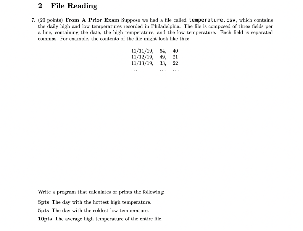 Solved 7. (20 points) From A Prior Exam Suppose we had a | Chegg.com