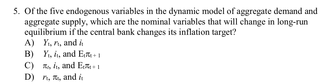 5. Of the five endogenous variables in the dynamic | Chegg.com