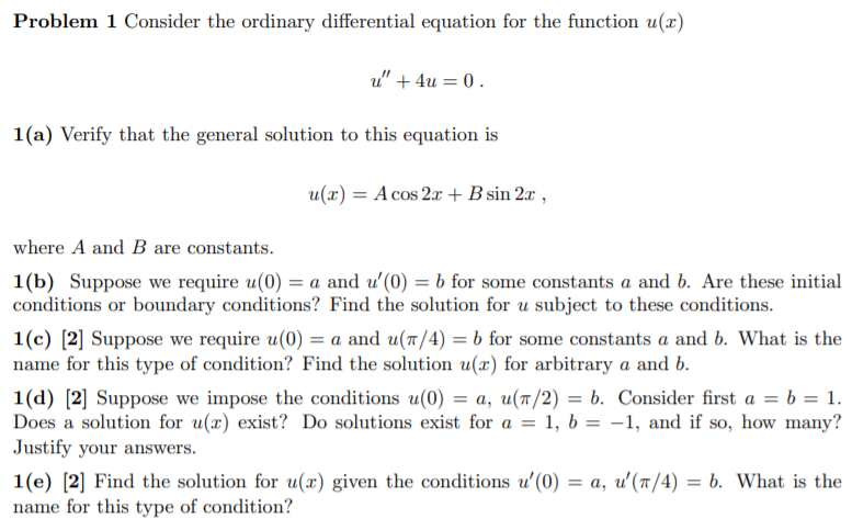 Solved Problem 1 Consider the ordinary differential equation | Chegg.com