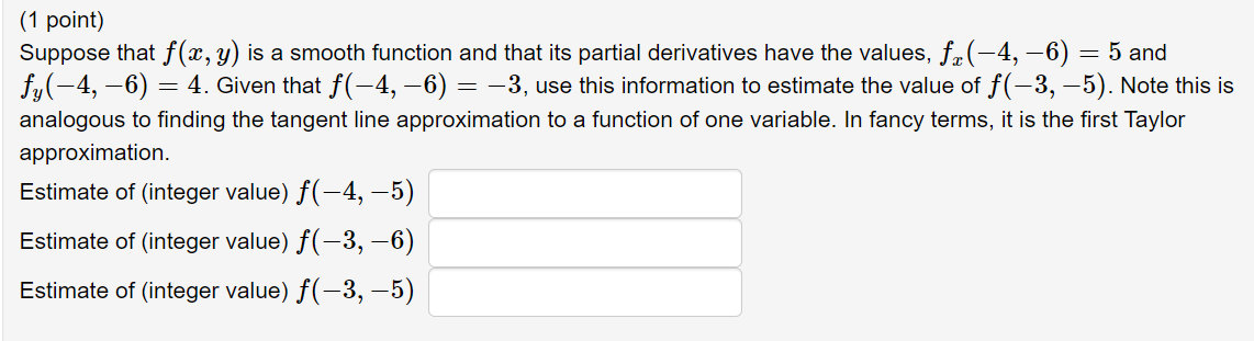 Solved (1 point) Suppose that f(x,y) is a smooth function | Chegg.com