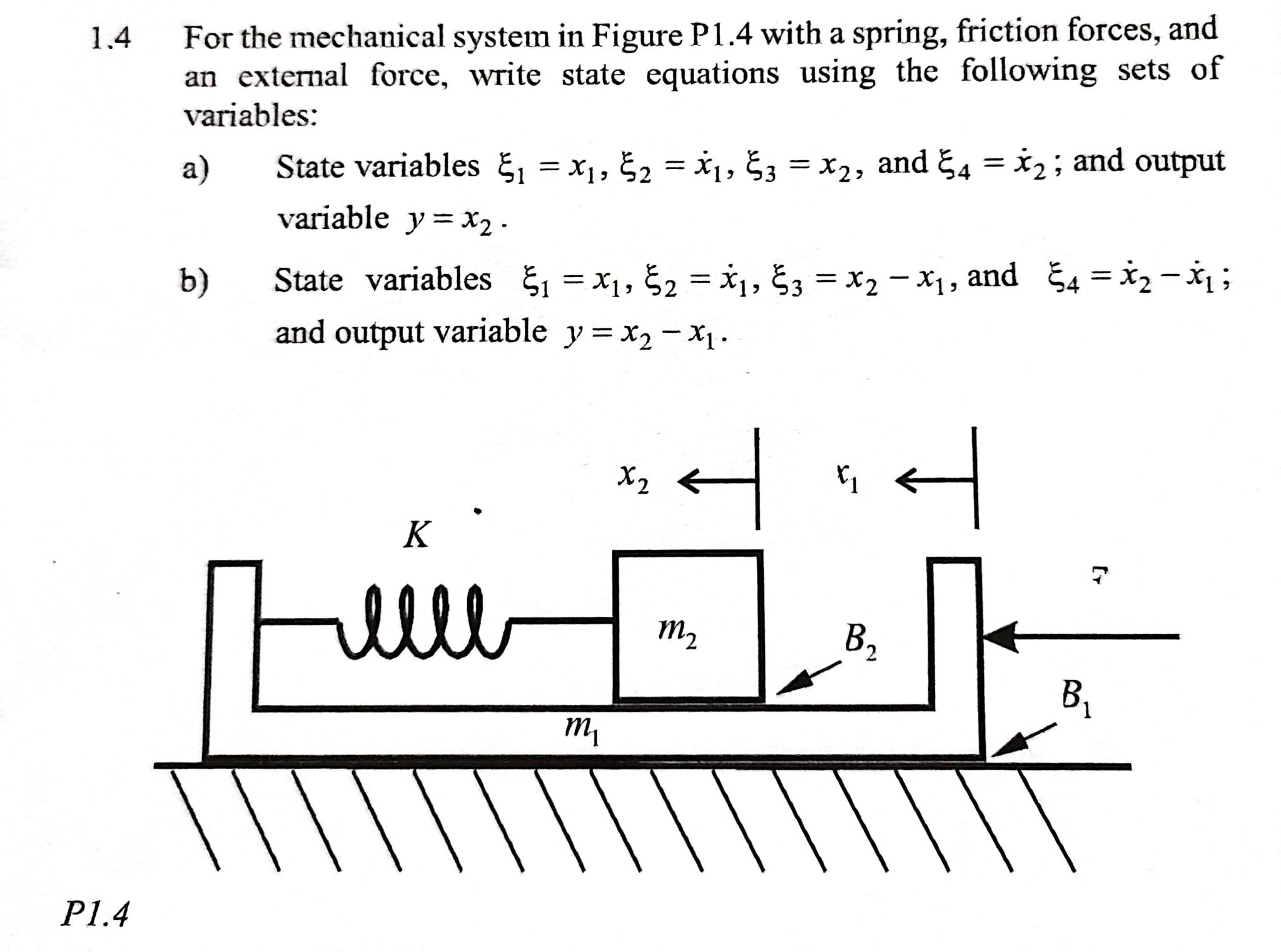 Solved .4 For the mechanical system in Figure P1.4 with a | Chegg.com