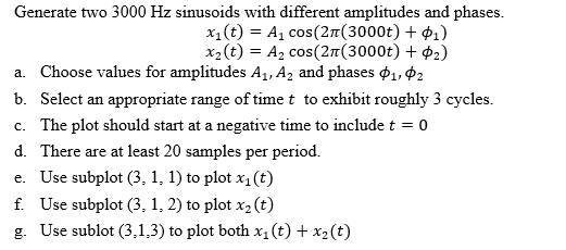 Solved Generate two 3000 Hz sinusoids with different | Chegg.com