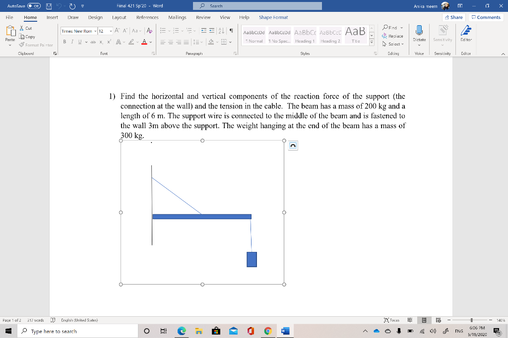 Solved Find the horizontal and vertical components of the | Chegg.com