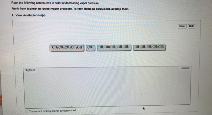 Solved Rank The Following Compounds In Order Of Decreasing