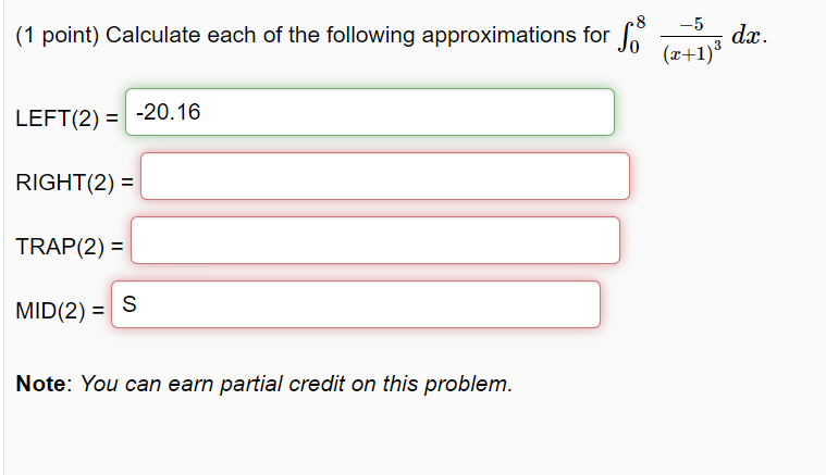 Solved (1 ﻿point) ﻿Calculate each of the following | Chegg.com