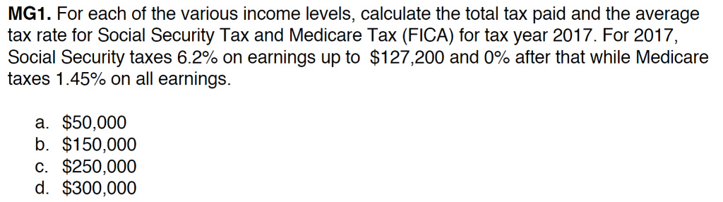 Solved MG1. For each of the various income levels, calculate | Chegg.com