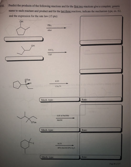 Solved predict the products of the following reactions for | Chegg.com