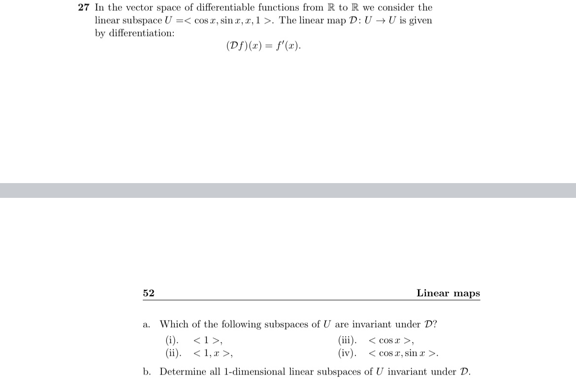 Solved 27 In the vector space of differentiable functions | Chegg.com
