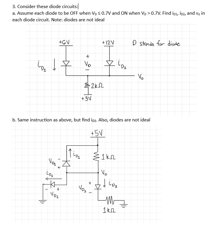 Solved 3. Consider these diode circuits: a. Assume each | Chegg.com
