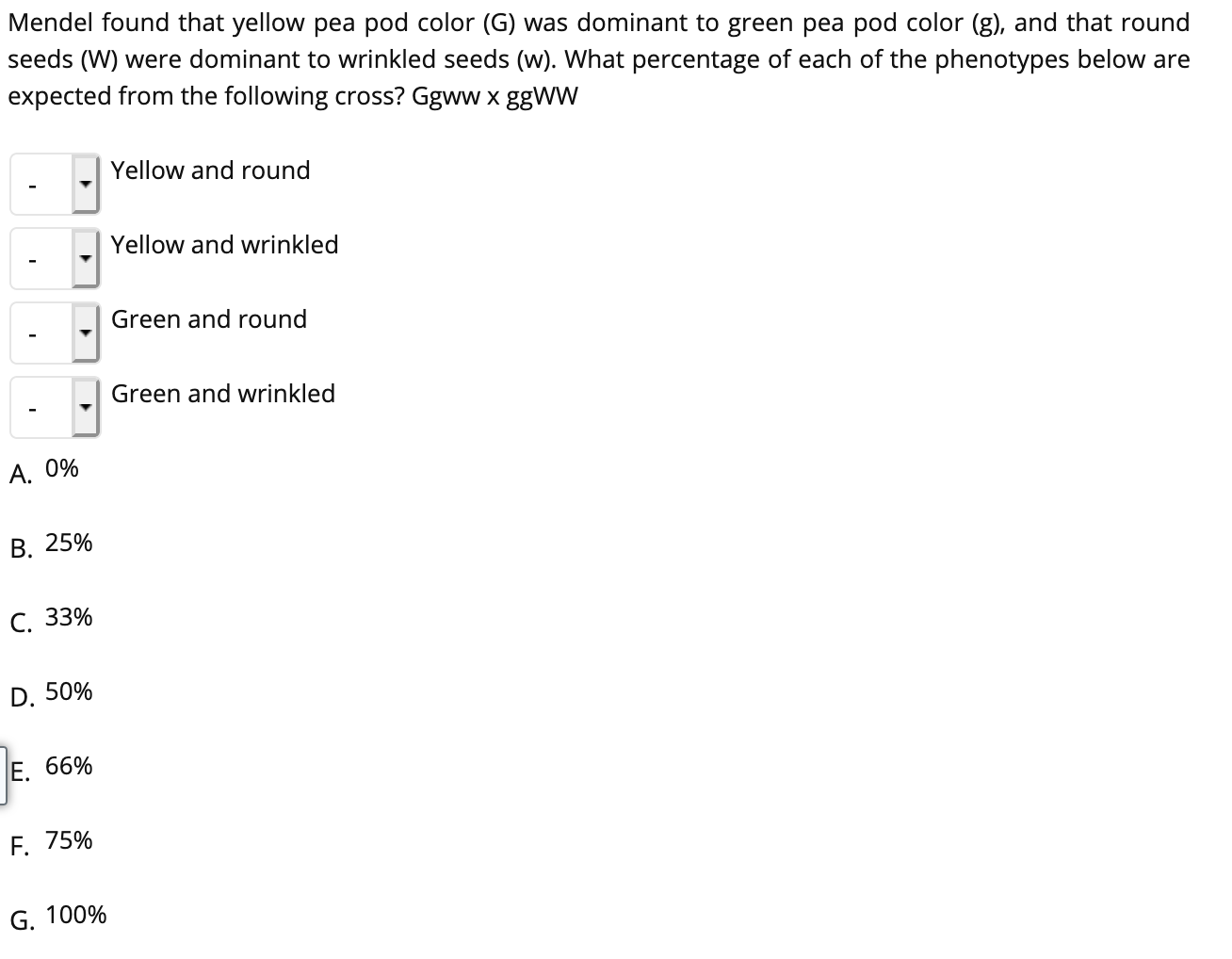 Solved Mendel found that yellow pea pod color (G) was | Chegg.com