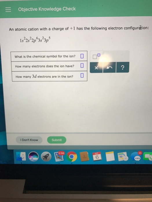 Solved An Atomic Cation With A Charge Of 1 Has The