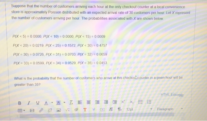 Solved Suppose that the number of customers arriving each | Chegg.com