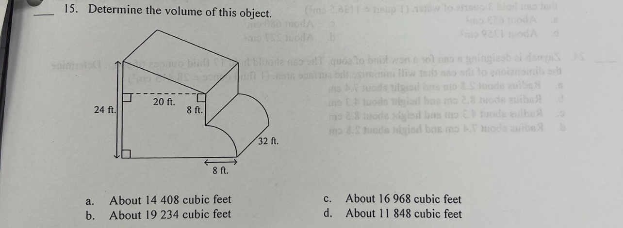 Solved Determine the volume of this object. a. About 14408 | Chegg.com