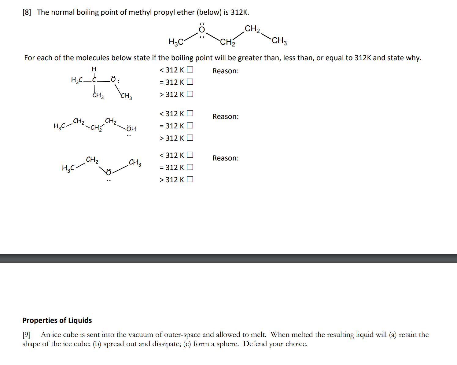 Solved [8] The normal boiling point of methyl propyl ether | Chegg.com