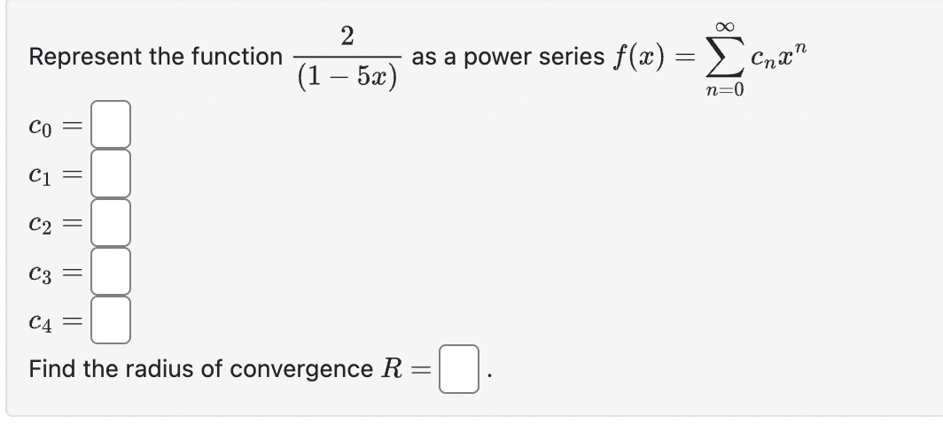 Solved Represent the function (1−5x)2 as a power series | Chegg.com