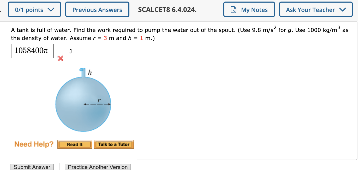 Solved 0/1 points v Previous Answers SCALCET8 6.4.024. My | Chegg.com