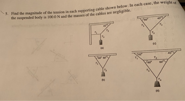 Solved: 5. Find The Magnitude Of The Tension In Each Suppo... | Chegg.com
