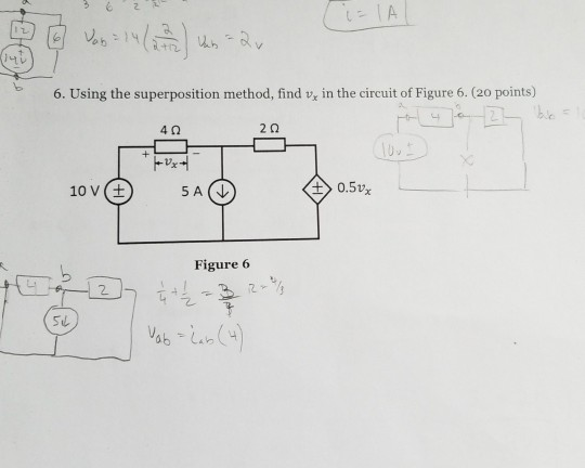 Solved Ti=IAL 6. Using the superposition method, find vx in | Chegg.com